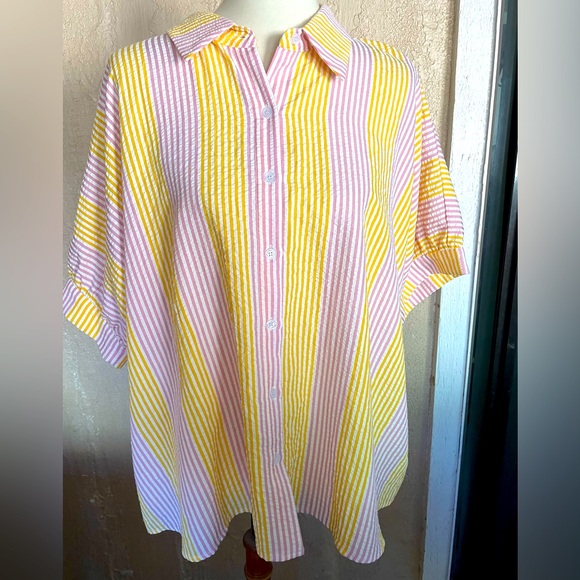 JODIFL | Tops | Plus Size Seersucker Blouse | Poshmark